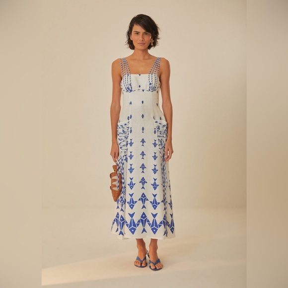 FARM Rio | Dresses | Farm Rio Offwhite Graphic Fishes Maxi Dress | Poshmark